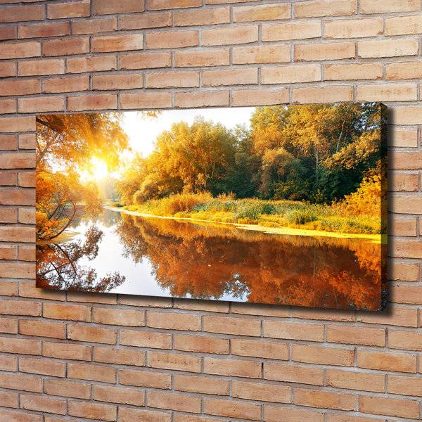 Union Rustic Fluss im Herbst - Kunstdrucke auf Leinwand | Wayfair.de